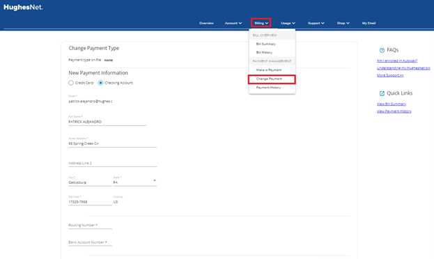 How to register on myHughesNet.com and set-up recurring payments?