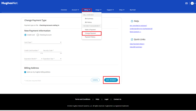 How to register on myHughesNet.com and set-up recurring payments?